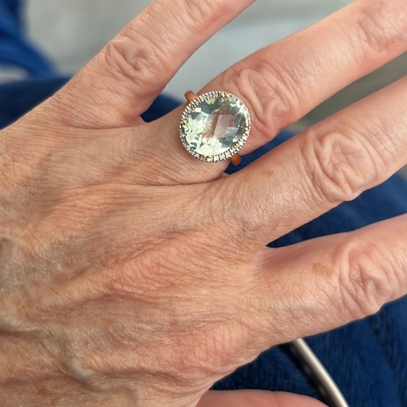 Jewelry | 14k Green Amethyst Checkerboard Cut Diamond Ring | Poshmark